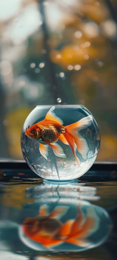 A Fishbowl with a Goldfish Swimming Inside Stock Illustration ...