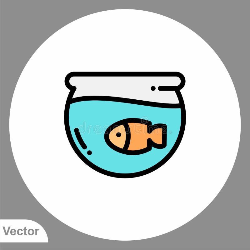 Fishbowl Vector Icon Sign Symbol Stock Vector - Illustration of cute ...