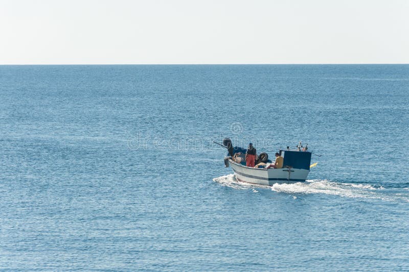 Fisher Boat in Action at Sea Stock Photo - Image of harbor, italy ...