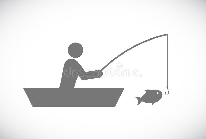 Fisher in boat icon stock vector. Illustration of catch - 200599755