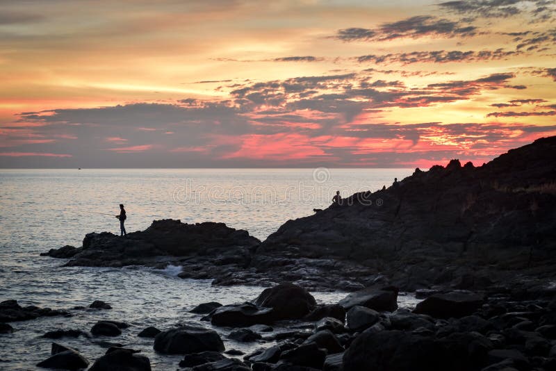Dramatic Sunset Over the Ocean at Cliffs Stock Photo - Image of island ...