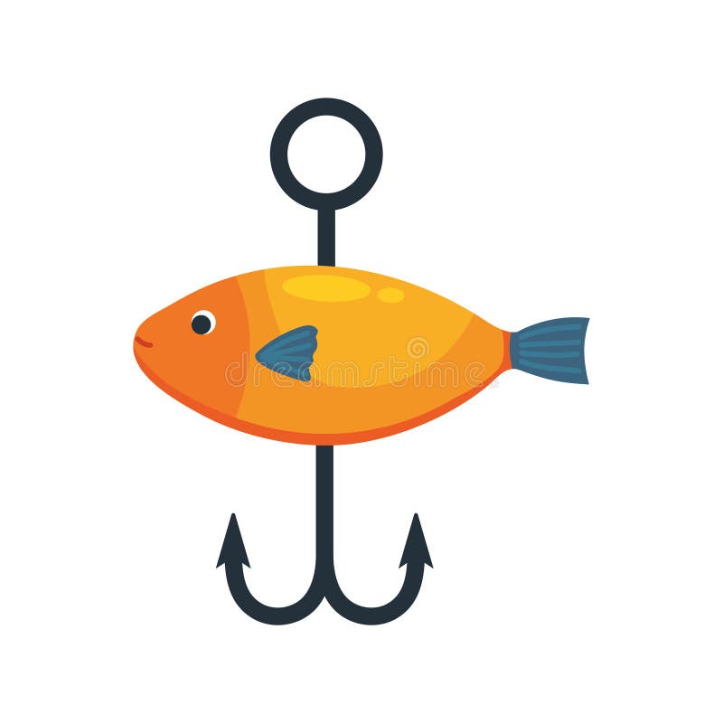 Fisher Equipment Hook with Fish Stock Vector - Illustration of river ...