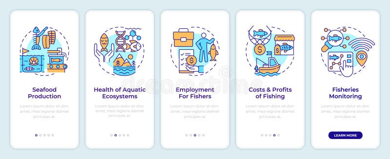 Fisheries Management Objectives Onboarding Mobile App Screen Stock ...