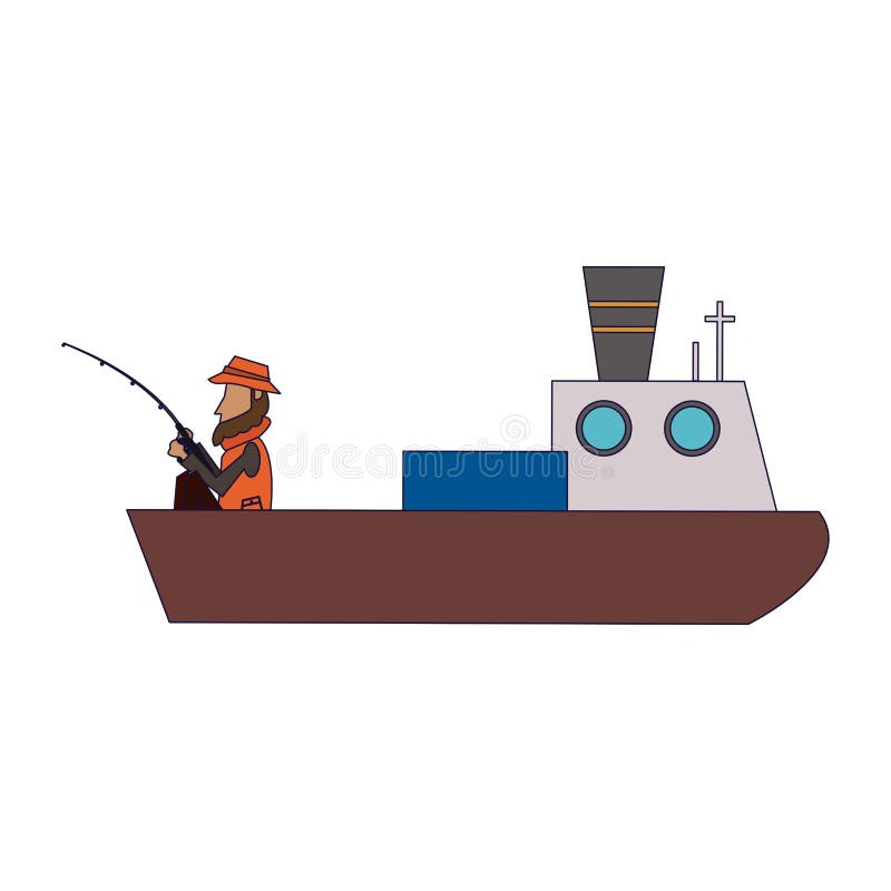 Fisherman in boat stock vector. Illustration of life - 136724321