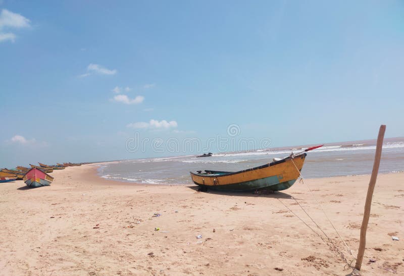 Fisherman Boat See and Fishing Point Stock Photo - Image of horizon ...