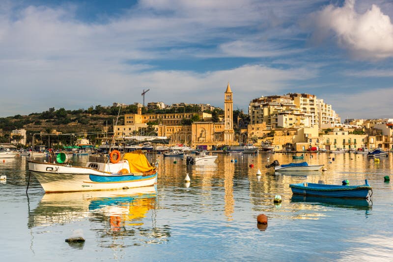 Fisherman Boats in Marsaskala Marina in Malta Stock Image - Image of ...