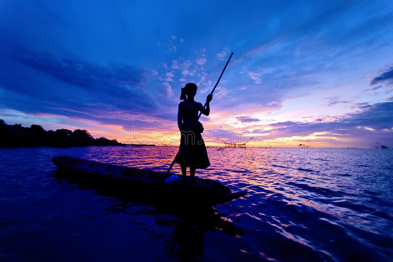 The Fisherman Cast a Boat on His Boat Editorial Photo - Image of ...
