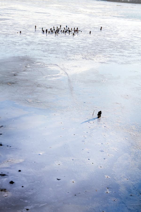 Fisherman stock photo. Image of hole, frost, river, nature - 65958762