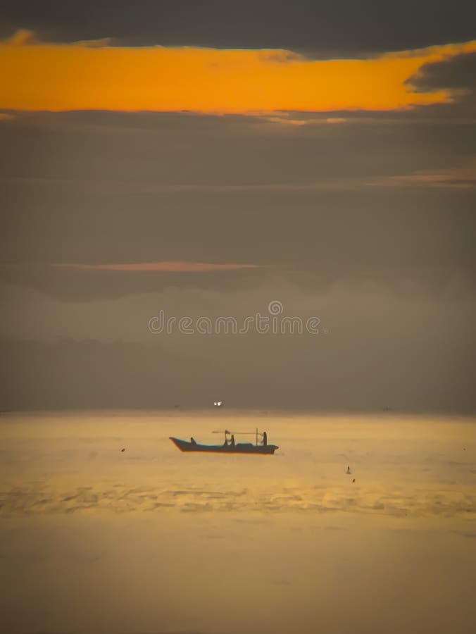 Fisherman Catching Fish Peaceful Sunrise Atmosphere Stock Photos - Free ...