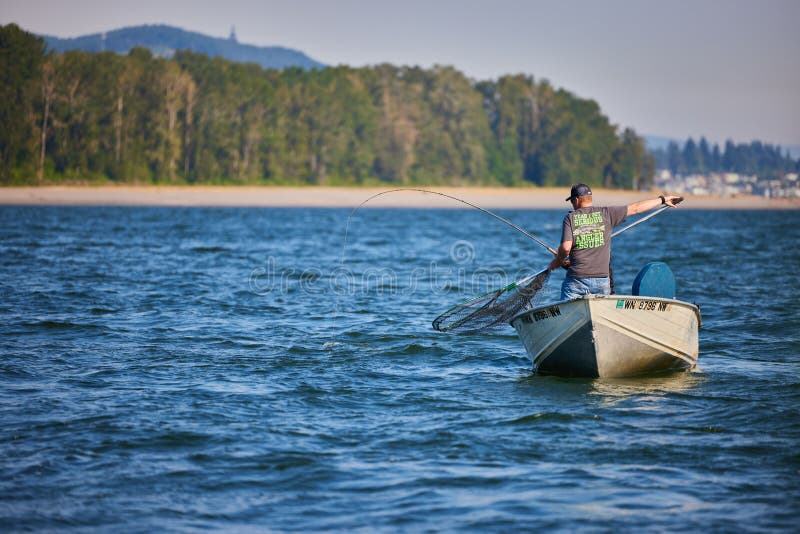Fisherman Catching Fish while Using a Net Editorial Photography - Image ...