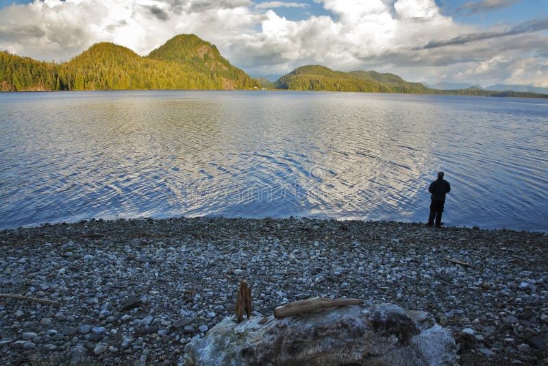 The Fisherman on Coast of Ocean Passage. Stock Image - Image of blue ...