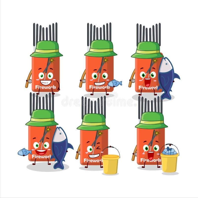 A Fisherman Firework Cartoon Picture Catch a Big Fish Stock Vector ...