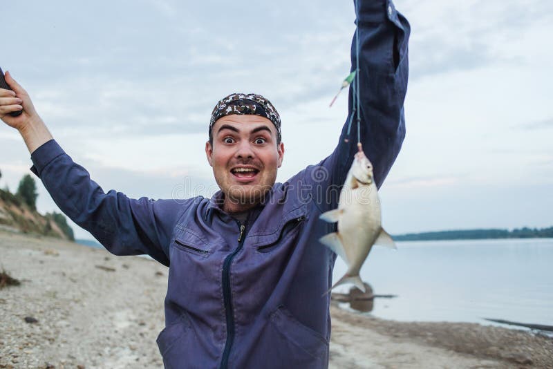 The Fisherman Has Hooked Fish. Fresh-caught Bream Stock Image - Image ...