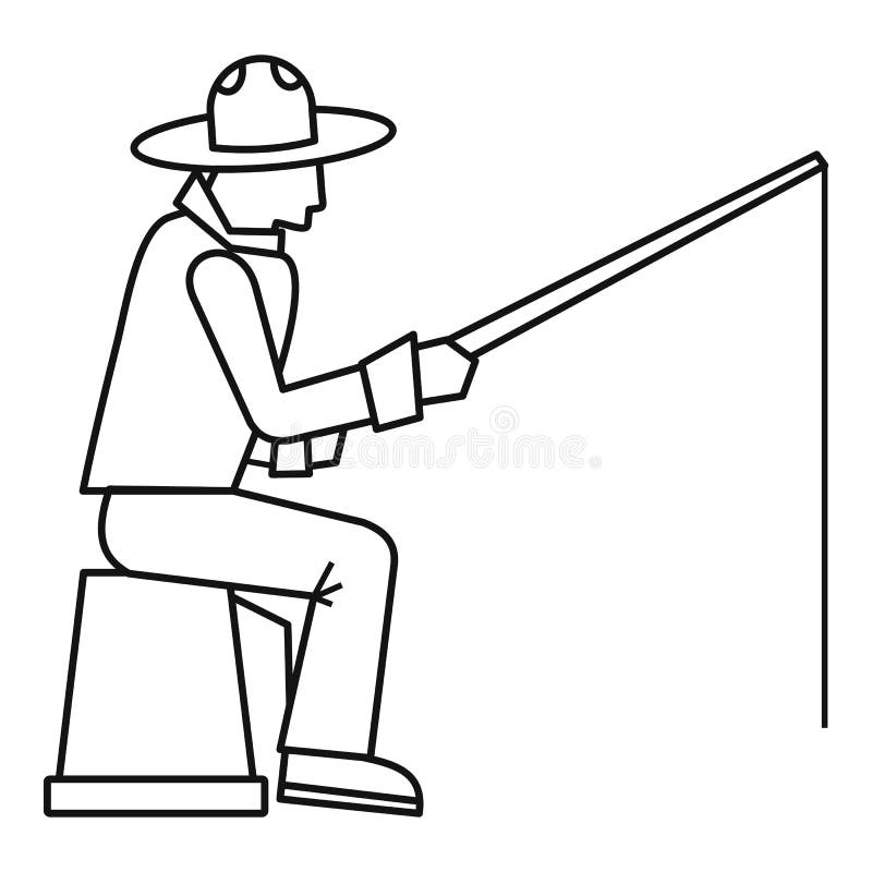 Fisherman Icon, Outline Style Stock Vector - Illustration of line ...