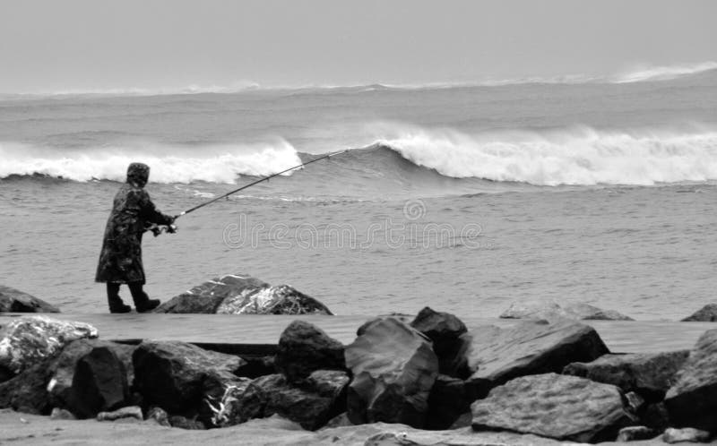 The fisherman stock photo. Image of basque, waves, rocks - 124681256