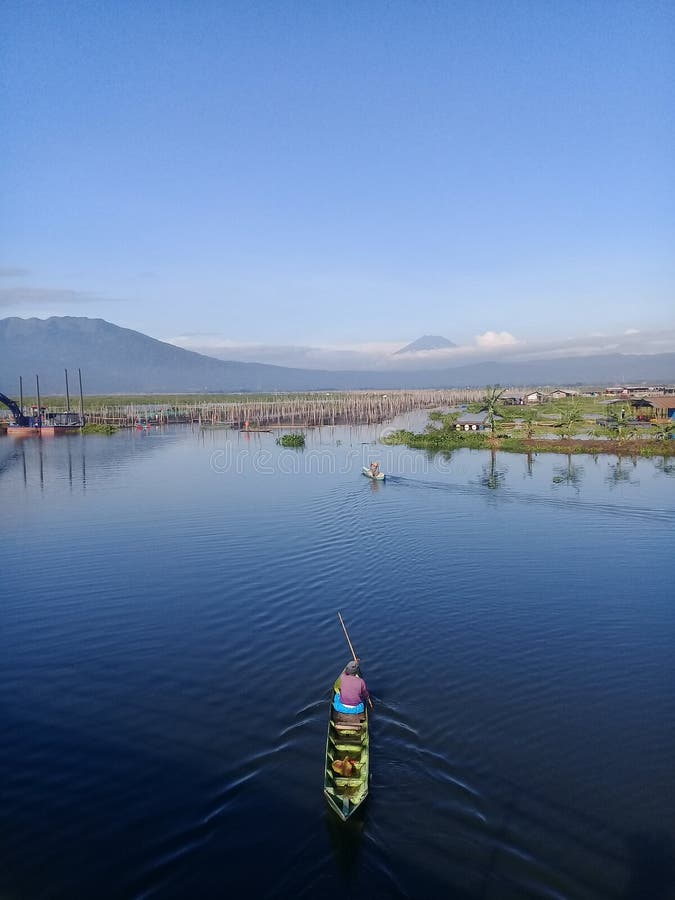 Fisherman in Lake Rawa Pening Beautiful Stock Image - Image of beautif ...
