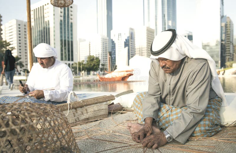Fisherman making a basket editorial photo. Image of emirates - 167255001
