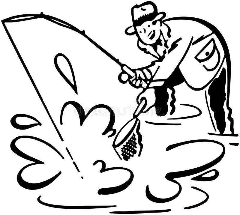 Man Catching Fish in Boat stock vector. Illustration of seas - 42096498