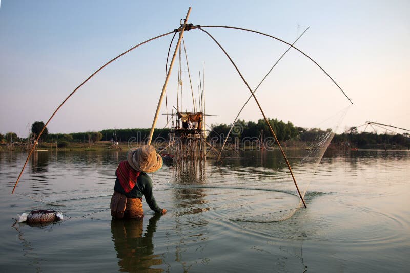 Fisherman with net stock photo. Image of korea, malaysia - 98181440
