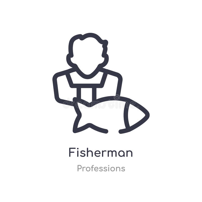 Fisherman Outline Vector Icon. Thin Line Black Fisherman Icon, Flat ...