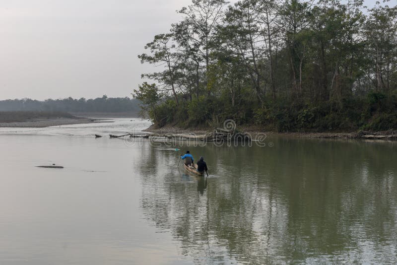 Fisherman at Rapti River of Chitwan National Park in Nepal Stock Image ...