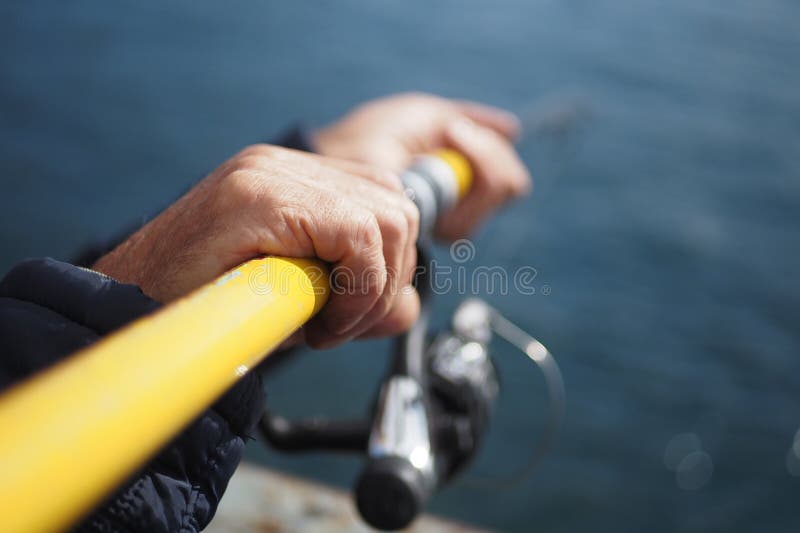 Fisherman with Rod, Spinning Reel , Stock Image - Image of sport ...