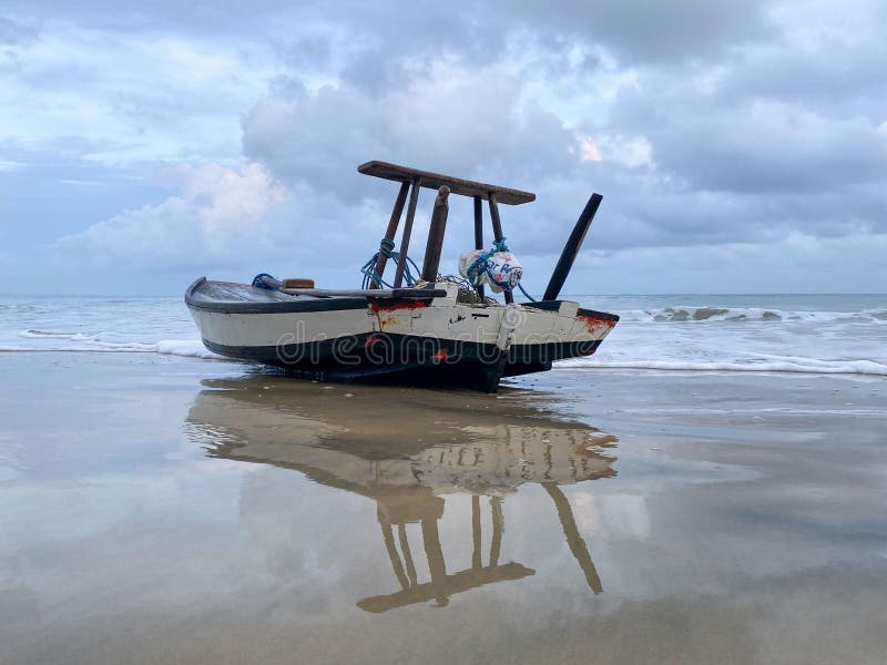 View of the Horizon and a Fisherman S Raft at Dawn Stock Photo - Image ...