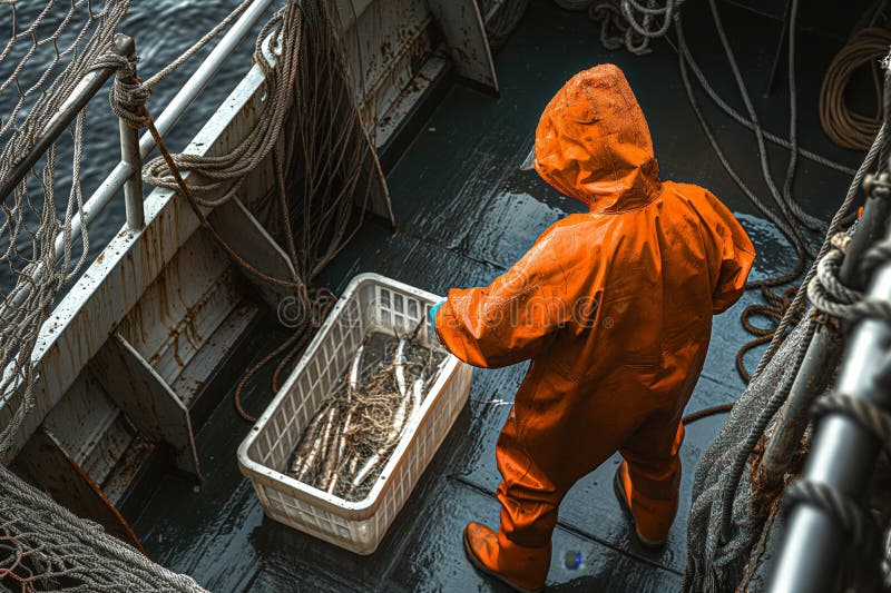 Fisherman Sorting Catch on Deck Stock Photo - Image of maritime, ocean ...
