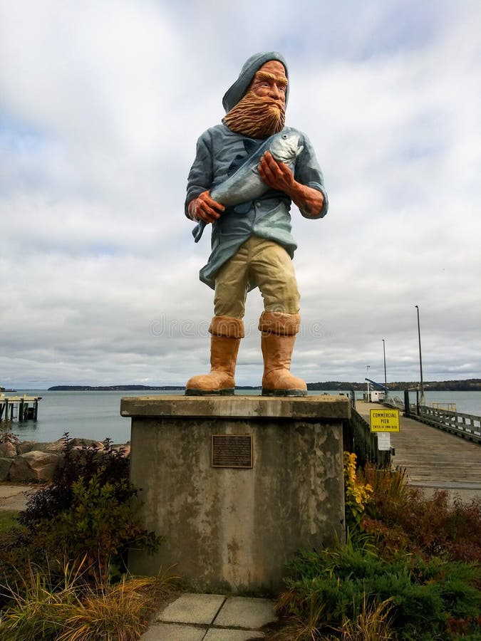 Fisherman Statue at Mill Wheel in Prague Channel Stock Image - Image of ...