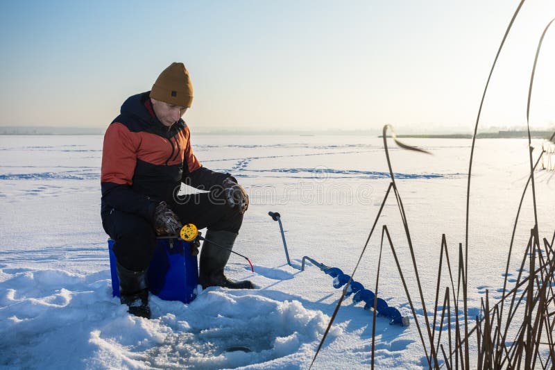 Fisherman Subglacial Fishing. I Stock Photo - Image of outdoors, mature ...