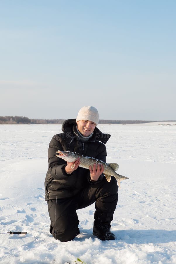Winter Fishing, Good Catch Of Fish In Winter On Ice Stock Photo - Image ...