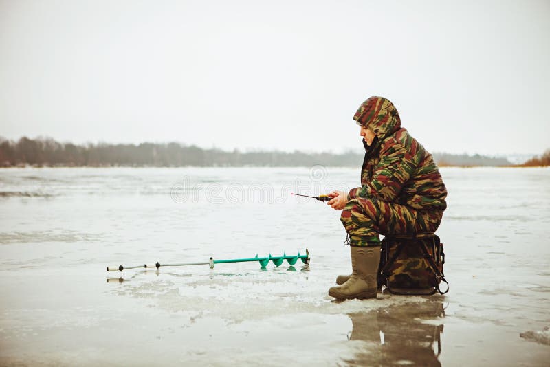 Fisherman. stock photo. Image of adult, winter, fisher - 36884220