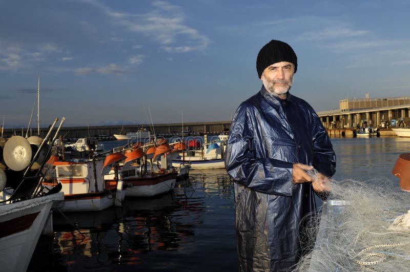 A Fisherman Working in the Fishing Port Stock Image - Image of close ...