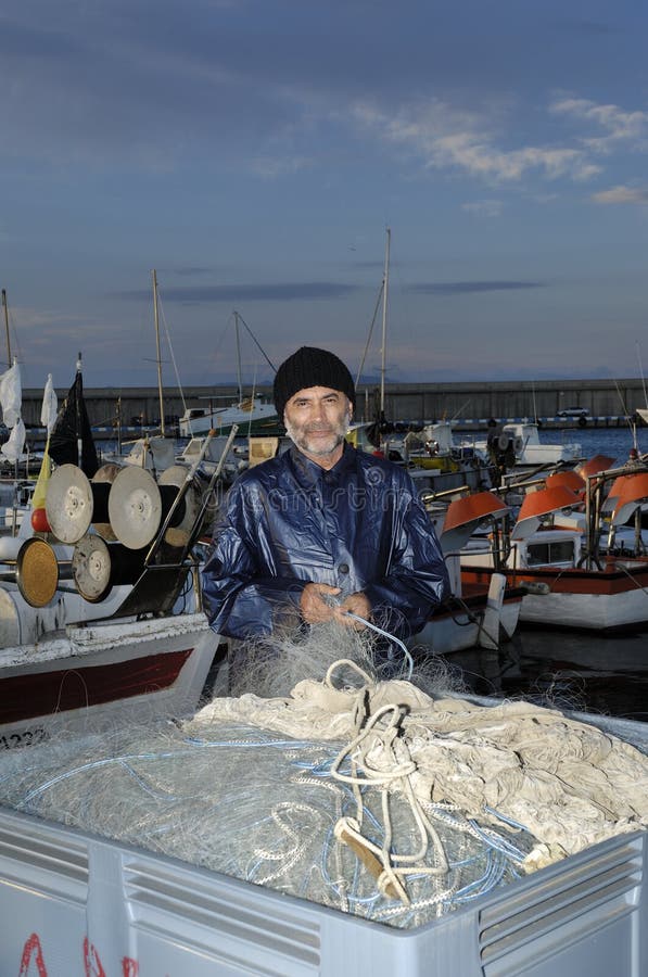 Fisherman Working in the Fishing Port Stock Image - Image of marine ...