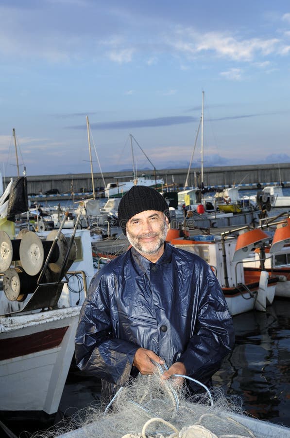 Fisherman Working in the Fishing Port Stock Image - Image of fisherman ...