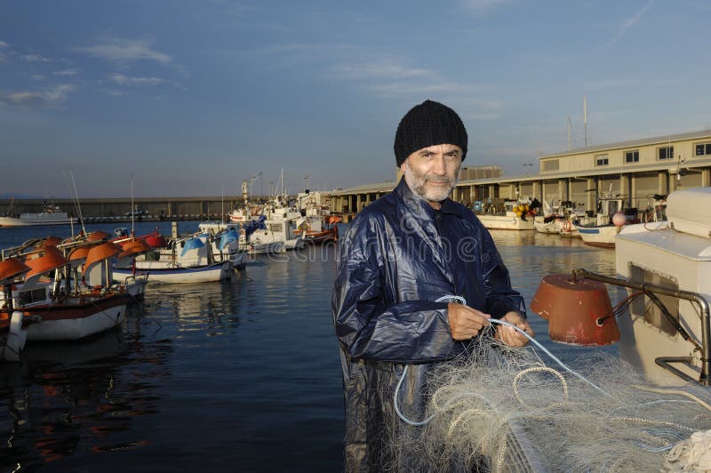 Fisherman Working in the Fishing Port Stock Image - Image of closeup ...