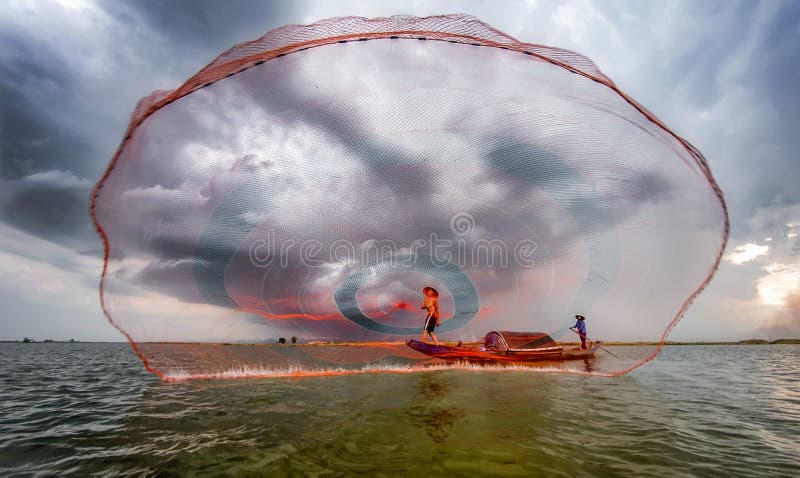 Fishermen Catch Fish in Central Vietnam Stock Image - Image of ...