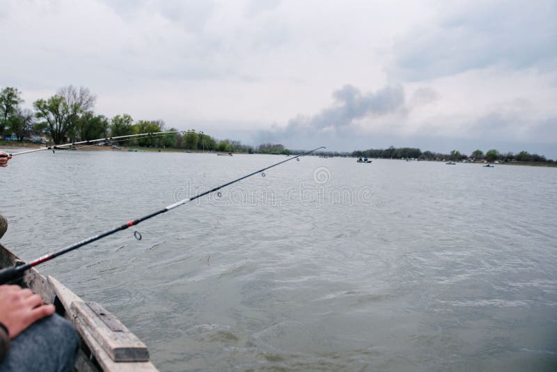 Fishermen Catch Fish Sitting in the Boat Stock Image - Image of relax ...