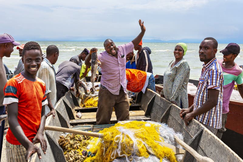 Fishermen, Lake George in Uganda, Africa Editorial Photo - Image of ...