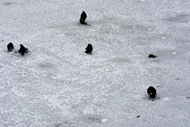 Fishermen on the River in Winter Ice Fishing before Editorial Stock ...