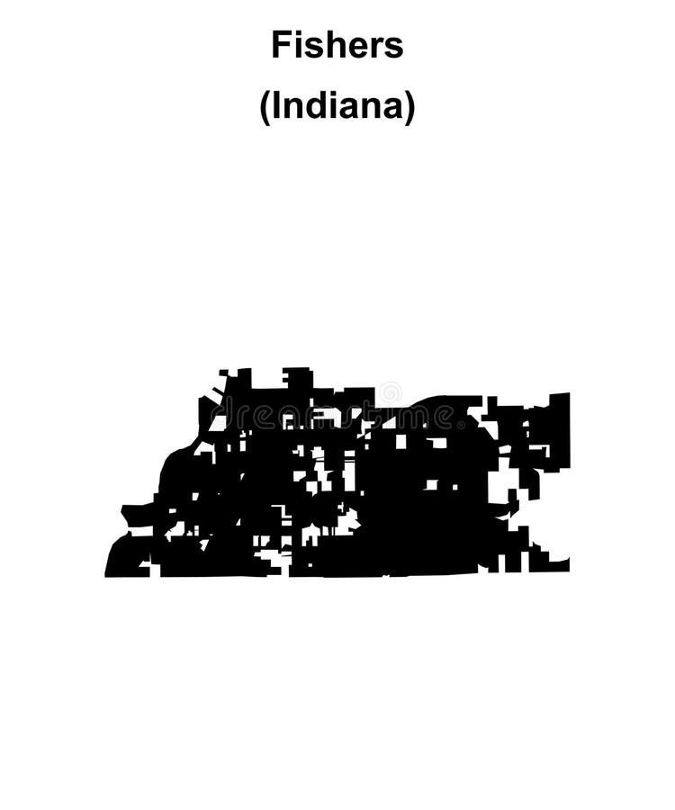 Fishers outline map stock vector. Illustration of silhouette - 357280016