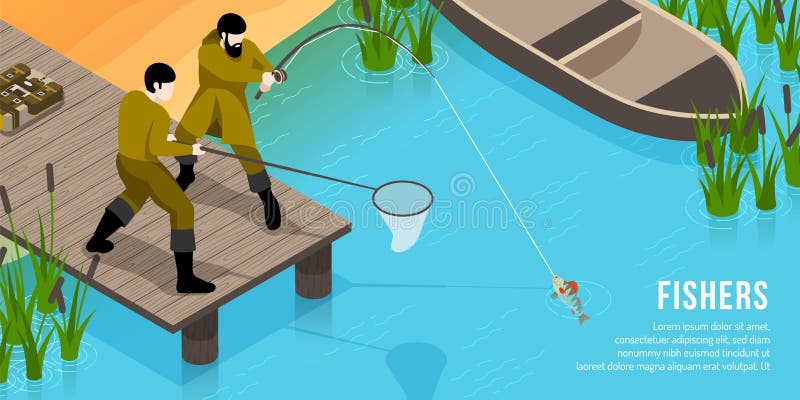 Fishers Isometric Horizontal Illustration Stock Vector - Illustration ...
