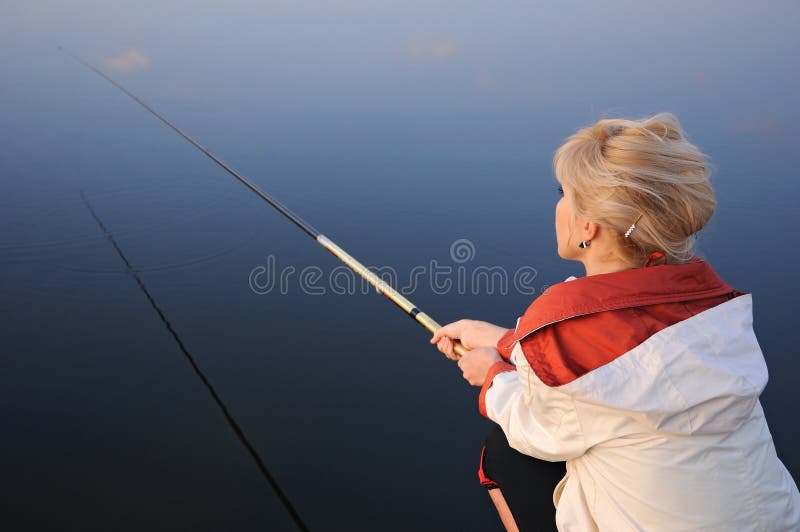 Fisherwoman stock image. Image of hair, casting, fishing - 13010765