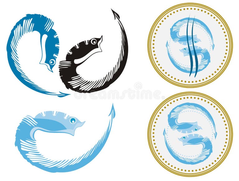 Fishes and fish emblem stock vector. Illustration of element - 25789241