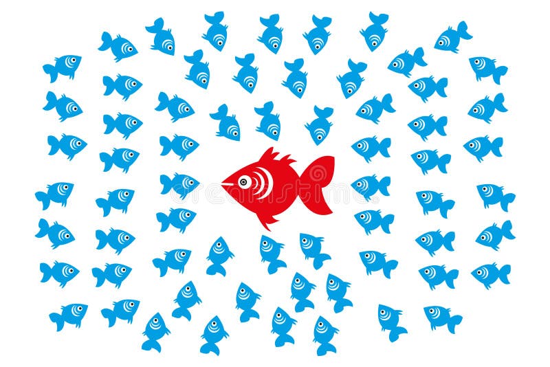 Fishes in Group Leadership and Management Concept Stock Illustration ...