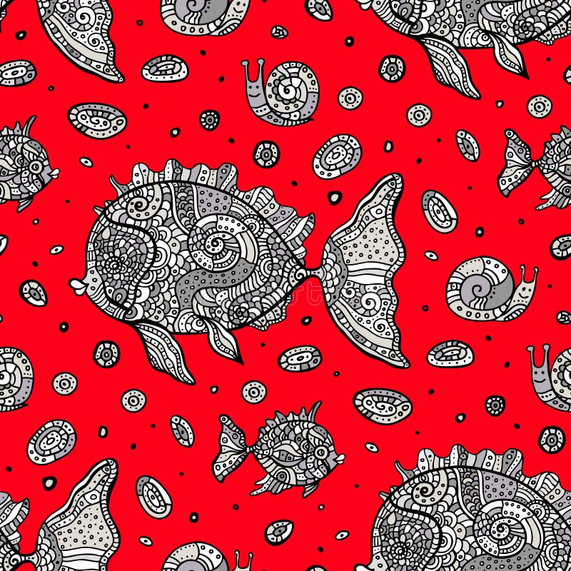 Fishes. Seamless pattern. stock vector. Illustration of nature - 45298338