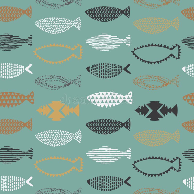 Fishes seamless pattern. stock vector. Illustration of concept - 67065987