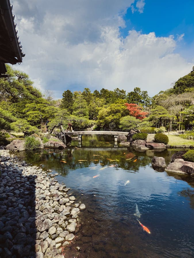 Fishes Under a Japanese Old Bridge Stock Image - Image of travel ...