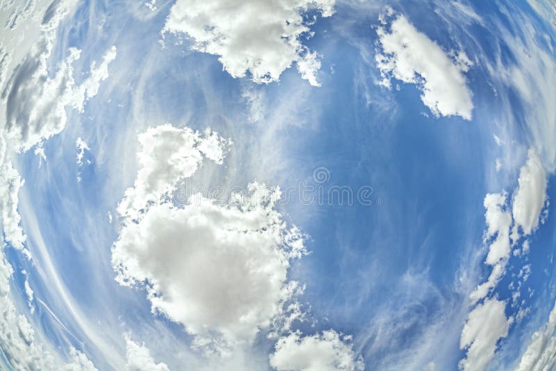 Fisheye Lens Picture of Clouds on Blue Sky Stock Photo - Image of ...