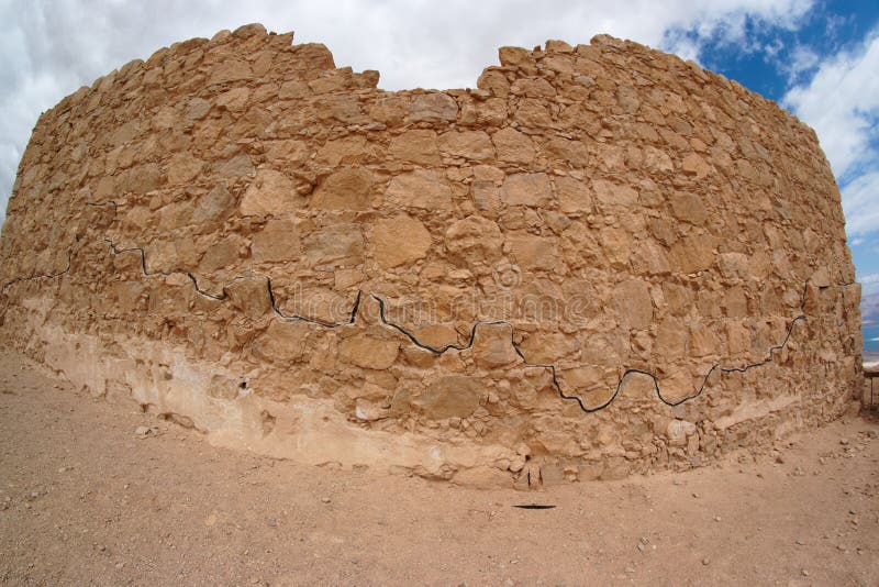 Fisheye View of Ancient Fortress Ruin in the Deser Stock Image - Image ...
